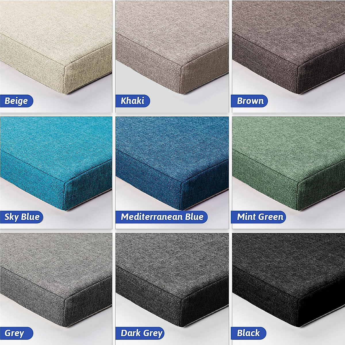 Yullmu Custom Bench Cushions for Indoor Furniture,Custom Size Window Seat Cushions,Window Bench Cushions with Non-Slip,Sofa Seat Bench Cushion,Piano Chair Cushion Indoor-50D Foam (Linen)