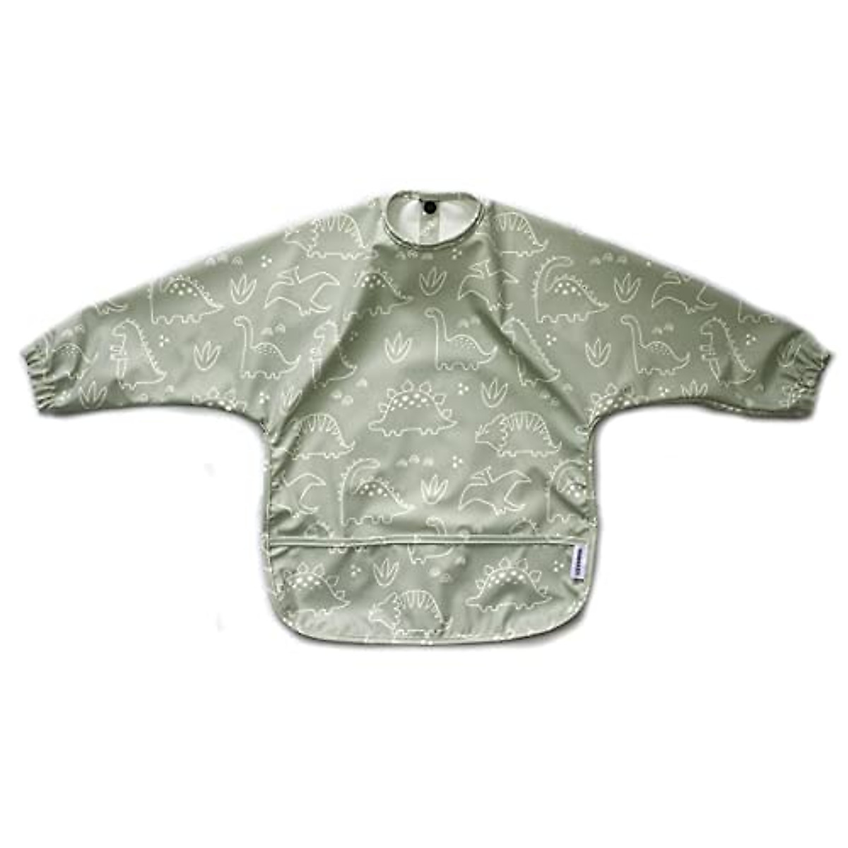 modernKIDS Long Sleeve Bibs for Babies with Pocket (12-36 Months) | No Leak, Waterproof Toddler Bibs with Food Catcher | Apron Art Smock Bib for Eating and Crafting (Dinosaur)