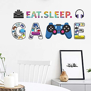 Gamer Wall Decals Controller Video Games Wall Stickers for Boy Bedroom Kids Room Playroom Nursery Home Decoration (Game)