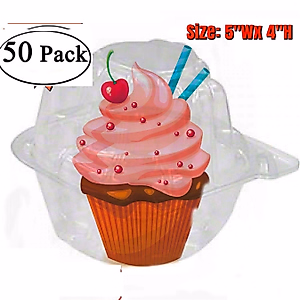 50 jumbo individual cupcake containers large Strong Quality Clear individual Cupcake and Muffin Containers plastic disposable single Compartment cupcake containers individual jumbo cupcake containers)