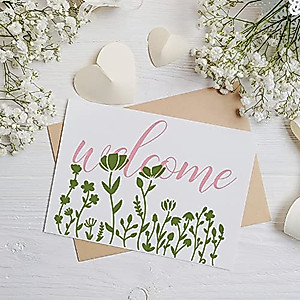 Wild Flower Stencils for Painting 11X8.3" Large Flower Stencil for Walls Leaf Cherry Blossom Vine Stencils Reusable Drawing Stencils for Painting on Wood Wall Canvas Furniture Card