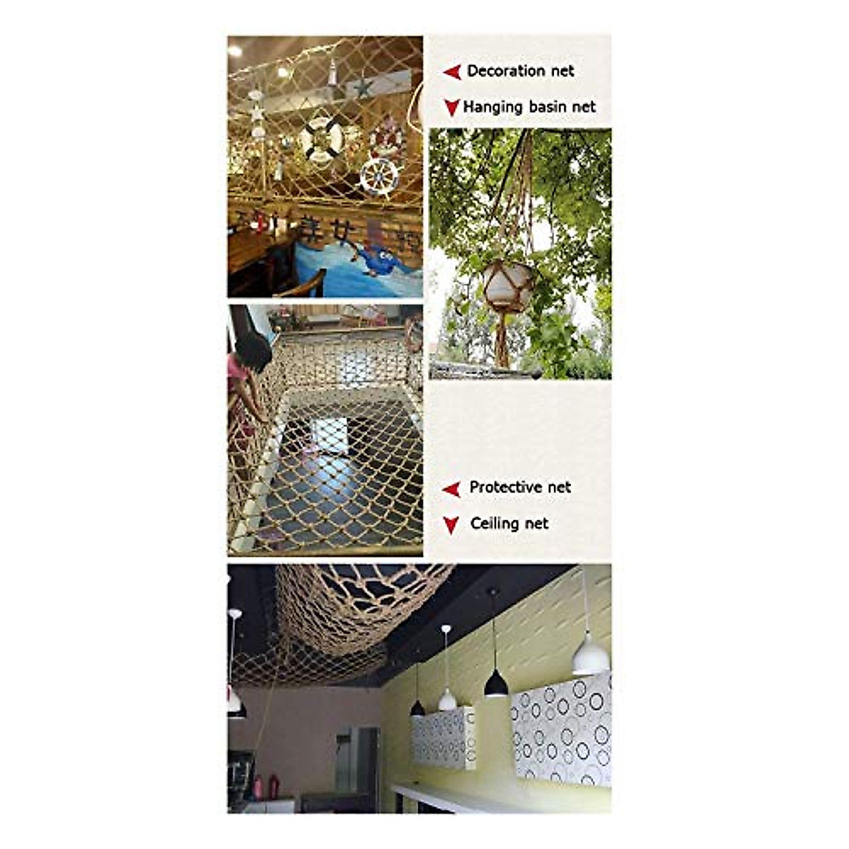 MAGFYLY Banister Guard net Hemp Rope Net, Children's Stairs Anti-Fall Safety Net, Restaurant Bar Partition Net, Photo Wall Decoration Net, Balcony Obstacle Scenic Fence Protection Net 1x9m