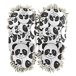 Cute Animal Panda Bear Mop Slippers Shoes Cover for Floor Cleaning Washable Dust Dirty Hair Cleaners Microfiber Mop Socks for Kitchen House Office