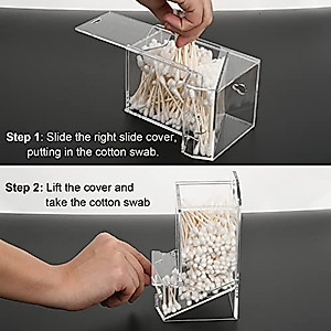 Beautyflier Qtip Dispenser Cotton Swab Holder, Large Acrylic Q Tip Dispenser Storage Organizer Modern Containers Countertop Decor for Bathroom Restroom (Clear, Cotton Swab Dispenser Only)
