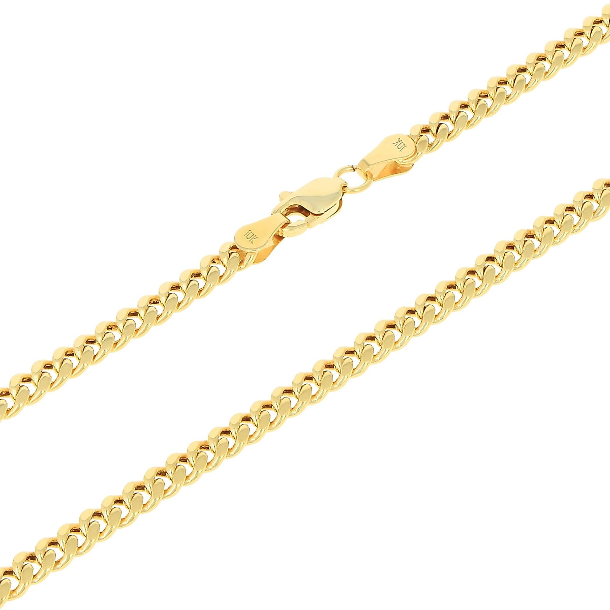 Nuragold 10k Yellow Gold 4mm Miami Cuban Link Chain Pendant Necklace, Mens Womens Jewelry 16" 18" 20" 22" 24" 26" 28" 30"