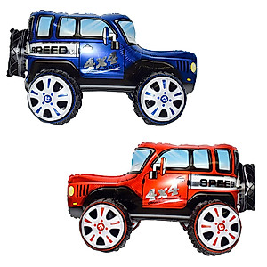 Firot 2 Vehicles 25.5 inch Large 4D Car Foil Balloon Off Road Racing Car Toy Balloon Children Gifts Boys Birthday Party Decorations Kids Toys Party Supplies Cute Baby Shower Decorations