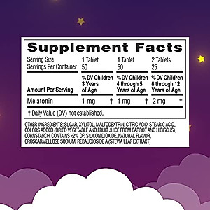 Zarbee's Kids 1mg Melatonin Chewable Tablet, Drug-Free & Effective Sleep Supplement, Easy to Take Natural Grape Flavor Tablets for Children Ages 3 and Up, 50 Count