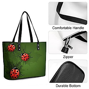 Womens Handbag Ladybug Leather Tote Bag Top Handle Satchel Bags For Lady