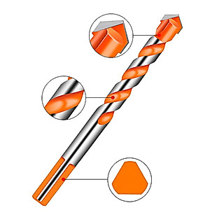 5Pcs Drill Bit Set (6/6/8/10/12mm) Carbide Alloy Multifunctional Drill Bit Set for Tile,Concrete, Brick, Glass, Plastic and Wood