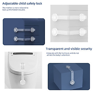 Mr Chen Child Safety Strap Locks (6 Pack) Child Safety Cabinet Proofing for Fridge, Cabinets, Drawers, Toilet, Childproofing Adjustable Multi Use Straps Latches(Transparent)