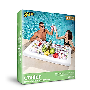 JOYIN Inflatable Serving Bars with Drain Plug (3 Sets), Inflatable Cooler Ice Buffet Salad Serving Trays for Indoor Outdoor Summer Beach Luau Party, Picnic, and Pool Party