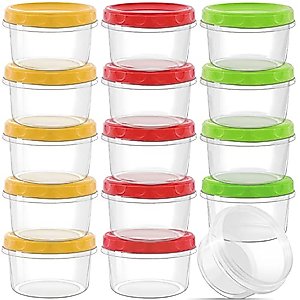 ENHYIVE 15 Pack Small Plastic Containers with Lids,Twist Top Deli Containers,8 Oz Food Storage Containers,Reuseable Freezer Containers for Food with Screw On Lids,Stackable,Leakproof,Dishwasher Safe