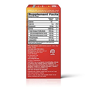 MegaRed #1 Doctor Recommended Krill Oil Brand - 1000mg Omega 3 Supplement with EPA, DHA, Astaxanthin & Phospholipids, Supports Heart, Brain, Joint and Eye Health, No Fish Aftertaste 60 Softgels