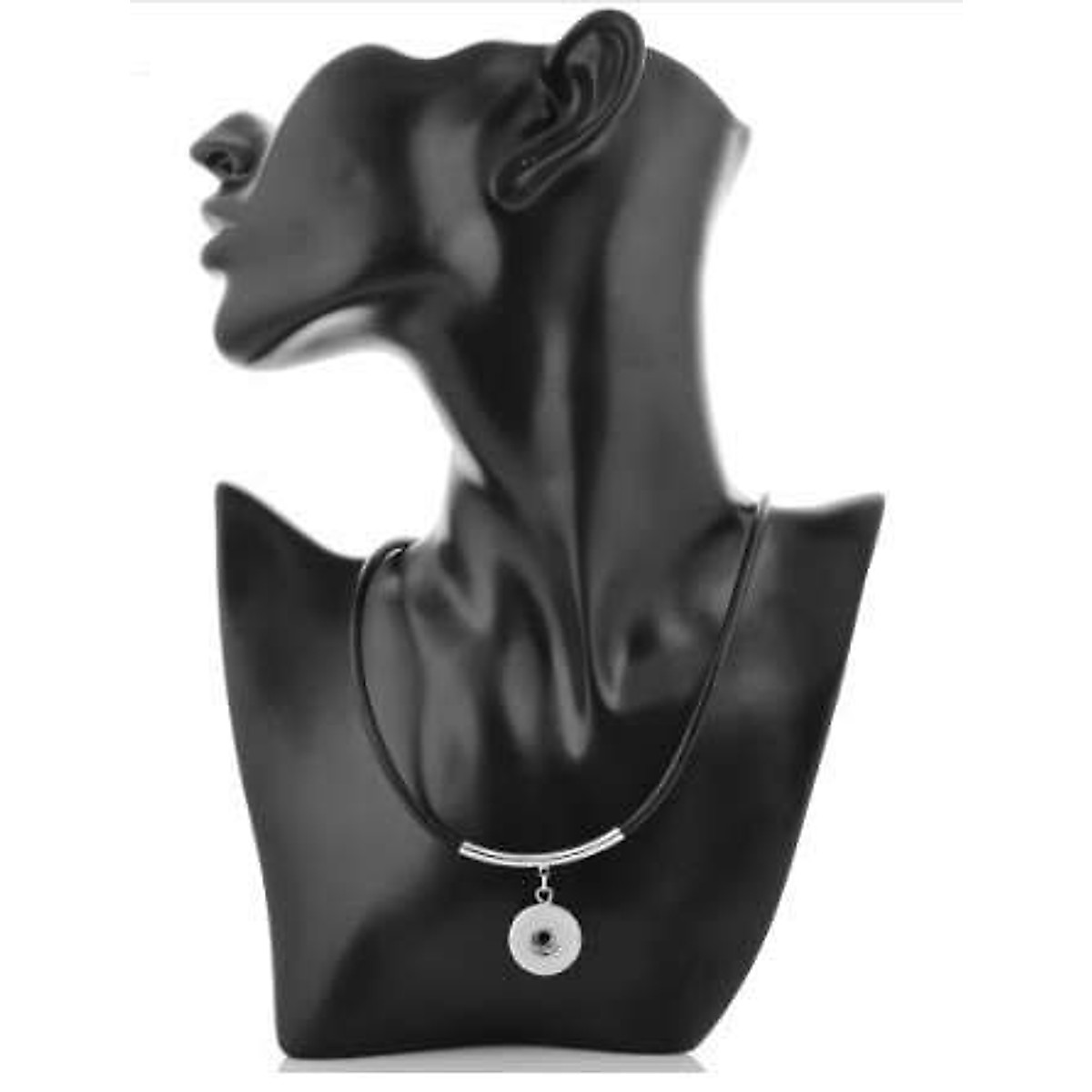 My Prime Gifts Snap Jewelry Pendant & Necklace Black Leather Length 18-20" Holds 18-20mm Standard Snaps