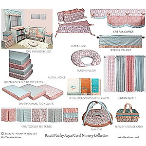 Bacati - Paisley Floral Quilted Changing Pad Cover (Aqua/Coral Paisley)