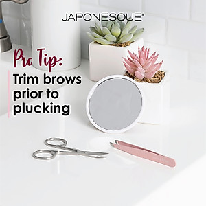 JAPONESQUE Limited Edition 3-Piece Value Brow Set, Includes - Slant Tweezer, Stainless Steel Brow Scissors, & Touchup Mirror