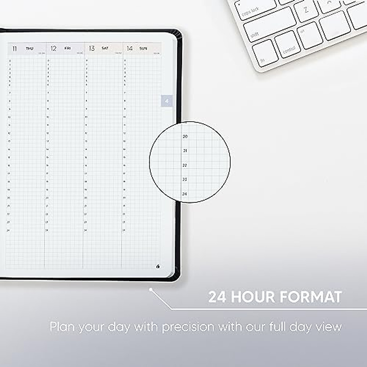 Inamio 24 Hourly Planner 2024 – 24 Hour Weekly and Monthly Appointment Book 2024 – Hardcover, Japanese Design – Minimalist Teacher Planner, Annual Planner with Time Slots – 6 x 8.5