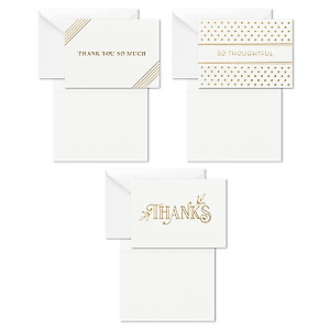 Hallmark Thank You Cards Assortment, Gold Foil (120 Thank You Notes with Envelopes for Wedding, Bridal Shower, Baby Shower, Business, Graduation), White