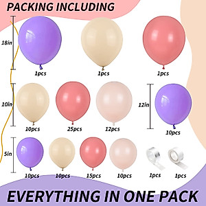Purple Pink Balloon Garland Arch Kit Nude White Double Stuffed Balloons Cream Blush White Sand Latex Balloons Peach Pastel Light Purple Dusty Pink Balloon Birthday Party Decoration Boho Wedding