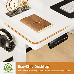 Sweetcrispy Standing Desk with Keyboard Tray, Ergonomic Height Adjustable Desk with 3 Memory Presets, 55 x 24'' Stand Up Desk Electric Standing Desk Adjustable Height, Computer Desk Home Office-White