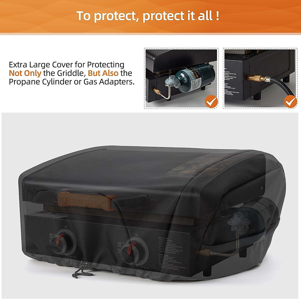 NOELIFE Griddle Cover for Blackstone 22 inch Tabletop Griddle with Hood, Propane Fuel Cylinder Can Be Covered Completely, Waterproof Grill Cover Outdoor BBQ Grilling Accessories (Cover Only)