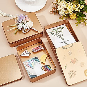 OLYCRAFT 5pcs Rectangular Tin Box Matte Gold Metal Tin Box with Lids Tinplate Boxes Mini Portable Box Containers for Beads Jewelry Storage Valentine's Day Easter Decoration 6.0x4.4x1.6 Inch