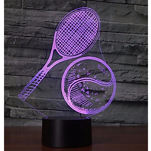 FXUS 3D Tennis Night Light Remote Control Touch Switch 16 Color Change LED Table Desk Lamp Home Decoration Toy Birthday Children Gift