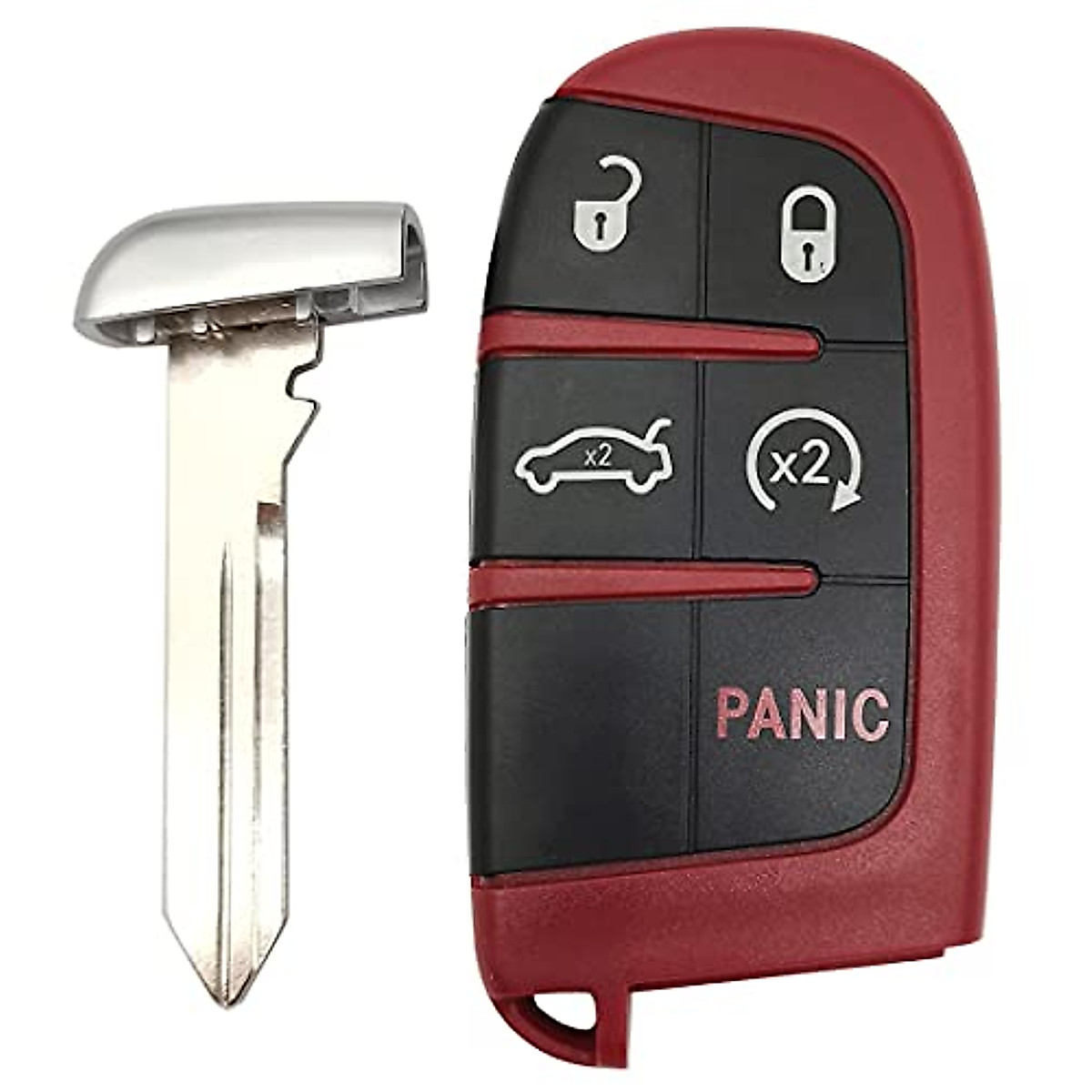 5 Buttons Replacement Key Fob Cover Case fit forDodge Charger Challenger Dart Journey Durango Grand Caravan RAM Jeep Cherokee Compass Renegade Grand Cherokee Fiat Chrysler 300 Keyless Entry Key Shell