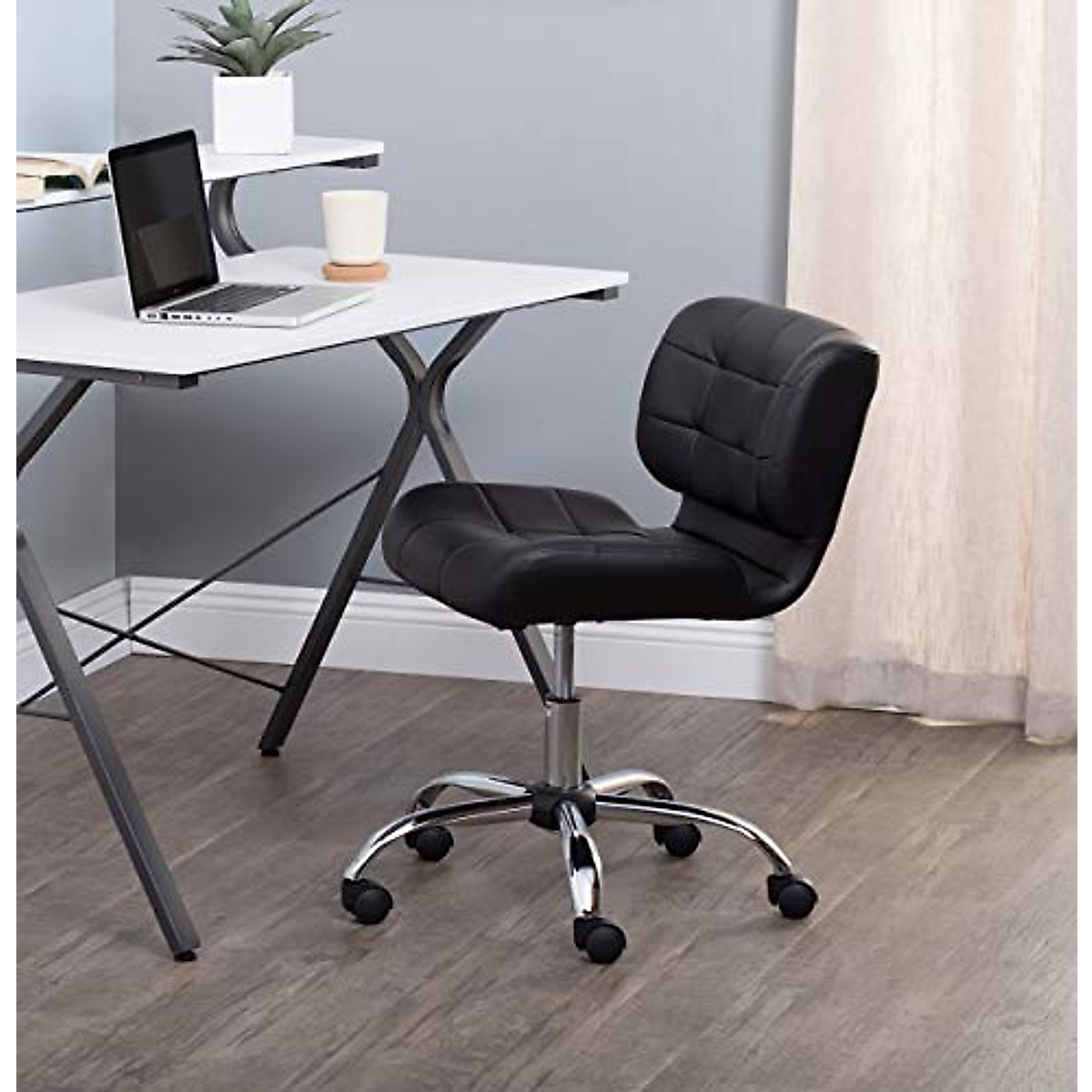 Calico Designs Modern Black Crest Armless Office Chair Swivel Task Chair Desk Chair Computer Chair, Black,