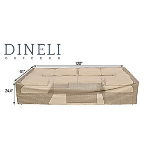 Dineli Outdoor Sectional Patio Sofa Covers Waterproof and Water Resistant 120＂L x 61＂W x 24.4＂H Heavy Duty 600D Rectangular Furniture Covers (Olive Green)