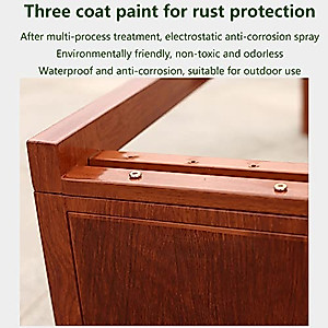 Outdoor Garden Bench Patio Seating, Wooden Backless Porch Bench Metal Steel Frame Park Chair, Lawn Path Slatted Seats Yard Decor Deck Furniture Loveseat, School Playground Club Commercial Bench