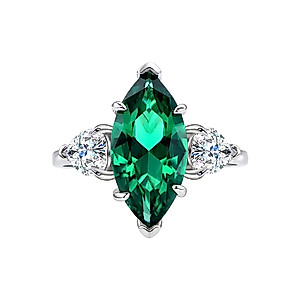 Women's Ring, Gifts For Mother's Day Personalized Mother Ring 925 Sterling Silver Artisan Handcrafted Designer collection (Color : Green, Size : 8)