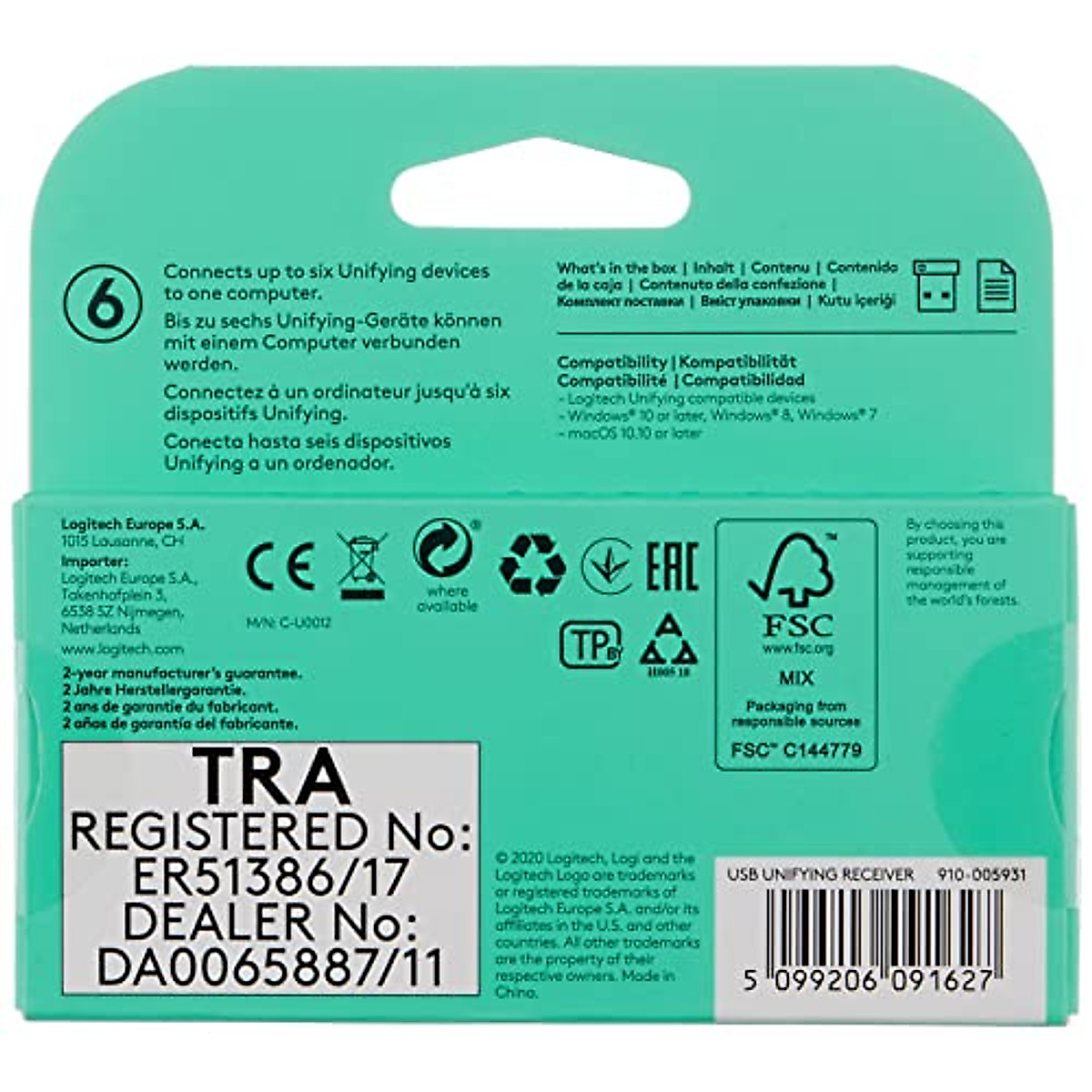 Logitech USB Unifying Receiver - Black