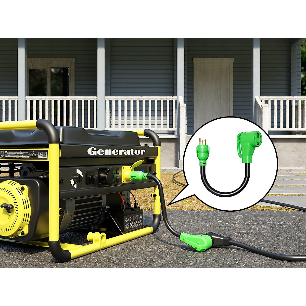 oviitech NEMA L5-30P to NEMA 14-50R RV Generator Adapter Power Cord, 250V, SJTW 10AWG*3C,30Amp Male to 50Amp Female Generator Conversion Adapter, Outdoor RV Camping, 1.5Ft, Green