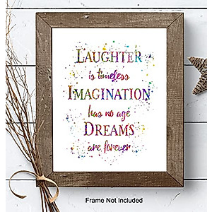 Laughter Inspirational Quote Home Decor - Dreams 8x10 Wall Art Decoration Poster print for Baby, Boy, Girl or Kids Bedroom, Nursery, Office, Living Room - Gift for Fans