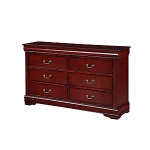Acme Louis Philippe Rectangular Wood 6-Drawer Dresser in Cherry