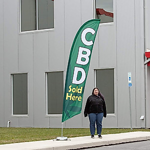 Vispronet CBD Feather Flag - Made from Tear-Resistant Knitted Polyester, Visible from Both Sides - 2.6ft x 11.2ft Swooper Flag - Flag Only