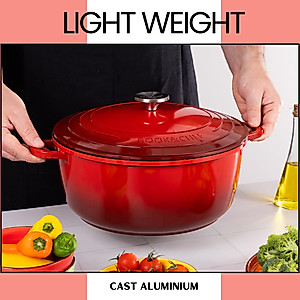 Dutch Oven Pot with Lid – Non Stick Dutch Oven for Bread Baking – Cast Aluminum Cooking Pot – Oven Safe Stock Pot – 6.8-Quart, 11 Inch, Red – by Nuovva