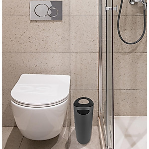 Superio Slim Bathroom Trash Can 2 Gallon Grey Plastic Small Compact Waste Basket for Bedroom, Dorm, Under Office Desk Dustbin