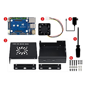 waveshare Mini-Computer Based On Raspberry Pi Compute Module 4,Include CM4-IO-BASE-A (Mini IO Board Lite Verson),Metal Case,Cooling Fan