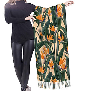 Cashmere Scarf Blanket with Tassel Bird of Paradise Womens Gifts Long Shawl Wraps Winter Stole