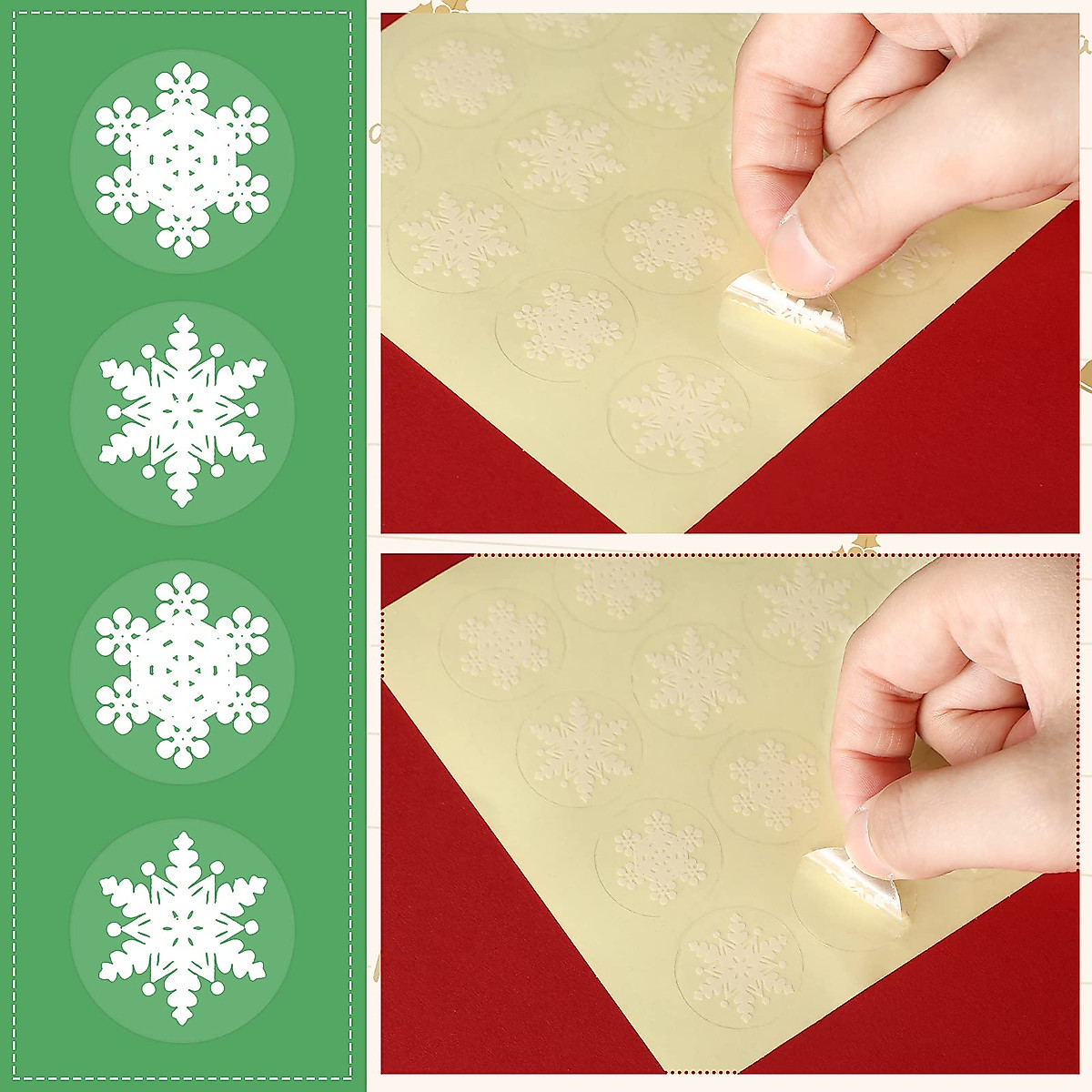 Containlol 800 Pcs 1inch Christmas Snowflakes Stickers Round Circle White Self Adhesive Clear Snowflakes Label Stickers Xmas Winter Envelope Cookie Gift Candy Snow Bag Book Seals Decoration,40 Sheets