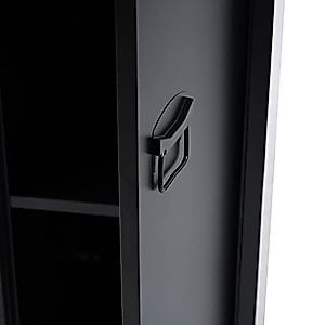 FurnitureR Metal Storage Organizer Office File Cabinet Floor Standing 54.1 inches1 Door 3 Shelves Removable, Commercial Home Use, Black