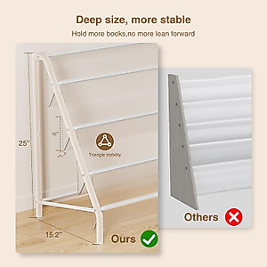 High-Transparent 4 Tier Kids Bookshelf, Sturdy Metal Large Size Book Rack Storage for Kids - Toddler Book Shelf Display for Nurasery, Playroom or Kids Room, Deep Size Bookshelf Hold More Books