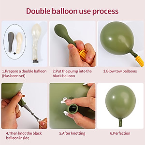 148pcs Neutral Nude Balloon Garland Arch Kit Pearl White Nude Tan Balloons Double Stuffed Green Balloon Garland for Bride Wedding Shower Woodland Jungle Theme Birthday Boho Party Decorations