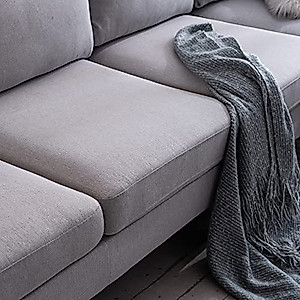 Home Convertible Sectional Sofa 110" L-Shape Sofa Couch 6-Seat Couch with Chaise Fabric Upholstered for Living Room, Apartment, Office (Light Gray)