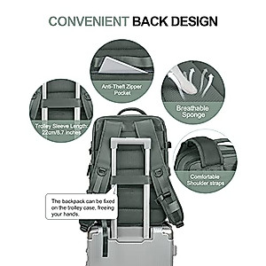 Large Travel Carry on Laptop Backpack for Women Men, Expandable Flight Approved Backpack, Waterproof Sports College bag Casual Daypack for Weekender Business Hiking with Shoe Compartment DarkGreen