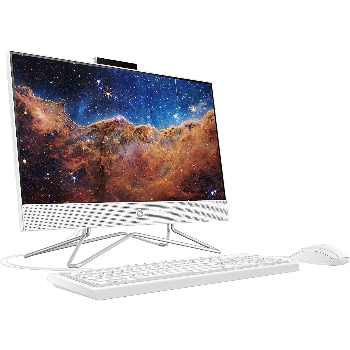 HP 2022 All-in-One Desktop, 21.5" FHD Display, Intel Celeron J4025 Processor, 12GB RAM, 256GB PCIe SSD, Webcam, WiFi, HDMI, RJ-45, Wired Keyboard&Mouse, Windows 11 Home, White