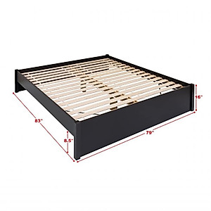 Prepac Select King 4-Post Raised Platform Bed with Under Bed Storage Space, Modern King Storage Bed 83" D x 79" W x 16" H, Black, BBSK-1302-2K