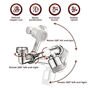 1080 ° rotating sink faucet aerator,faucet extender,2 kinds of water outlet mode robot arm faucet adapter for gargling, washing eyes,washing hair,washing face,washing sink (Dual Mode)